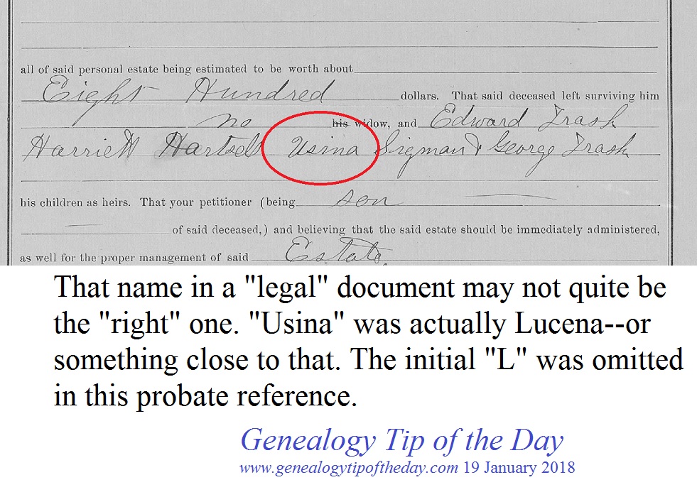 Don't Only Use One "Legal" Reference to a Name - Genealogy Tip of the Day