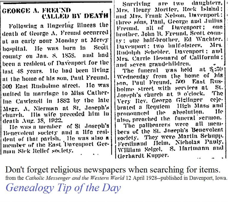 Do You Check for Religious Newspapers? - Genealogy Tip of the Day